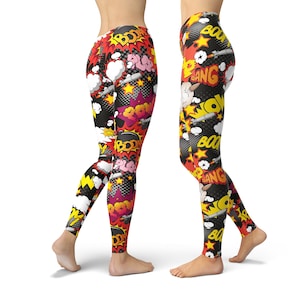 Comic Book Leggings for Women, Graffiti Leggings, Printed Tights, Fun ...