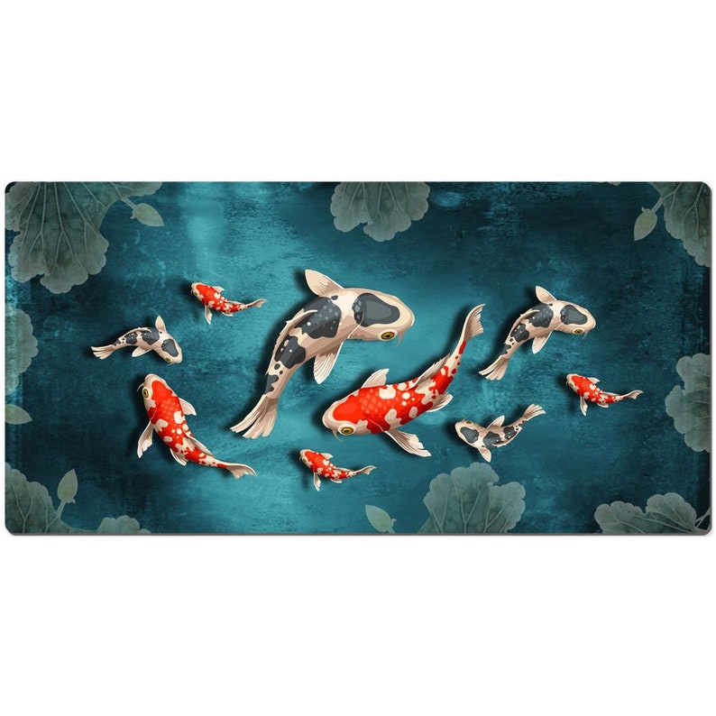 Japanese Koi Fish Desk Mat Japanese Desk Mat XL Boho Nature - Etsy