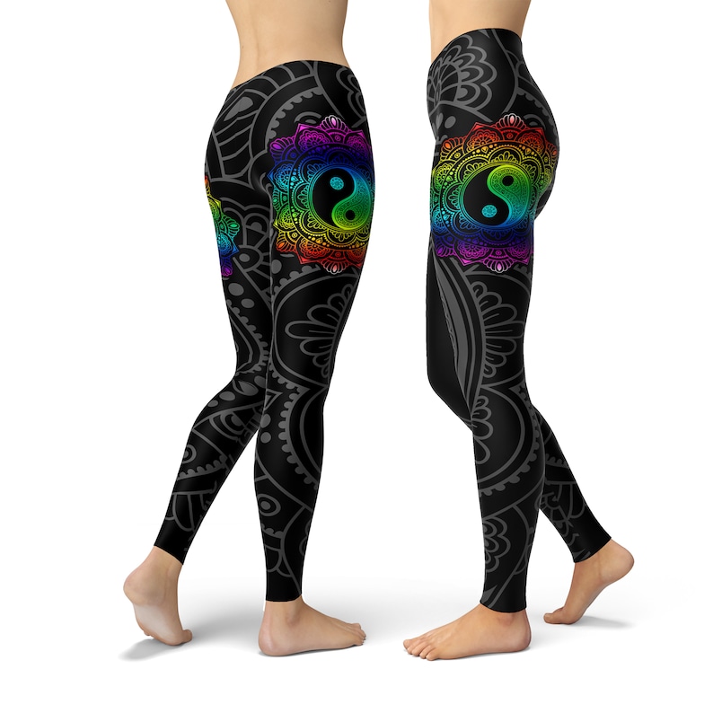 Colorful Deep Yin Yang Leggings Yin Yang Clothing Black High | Etsy