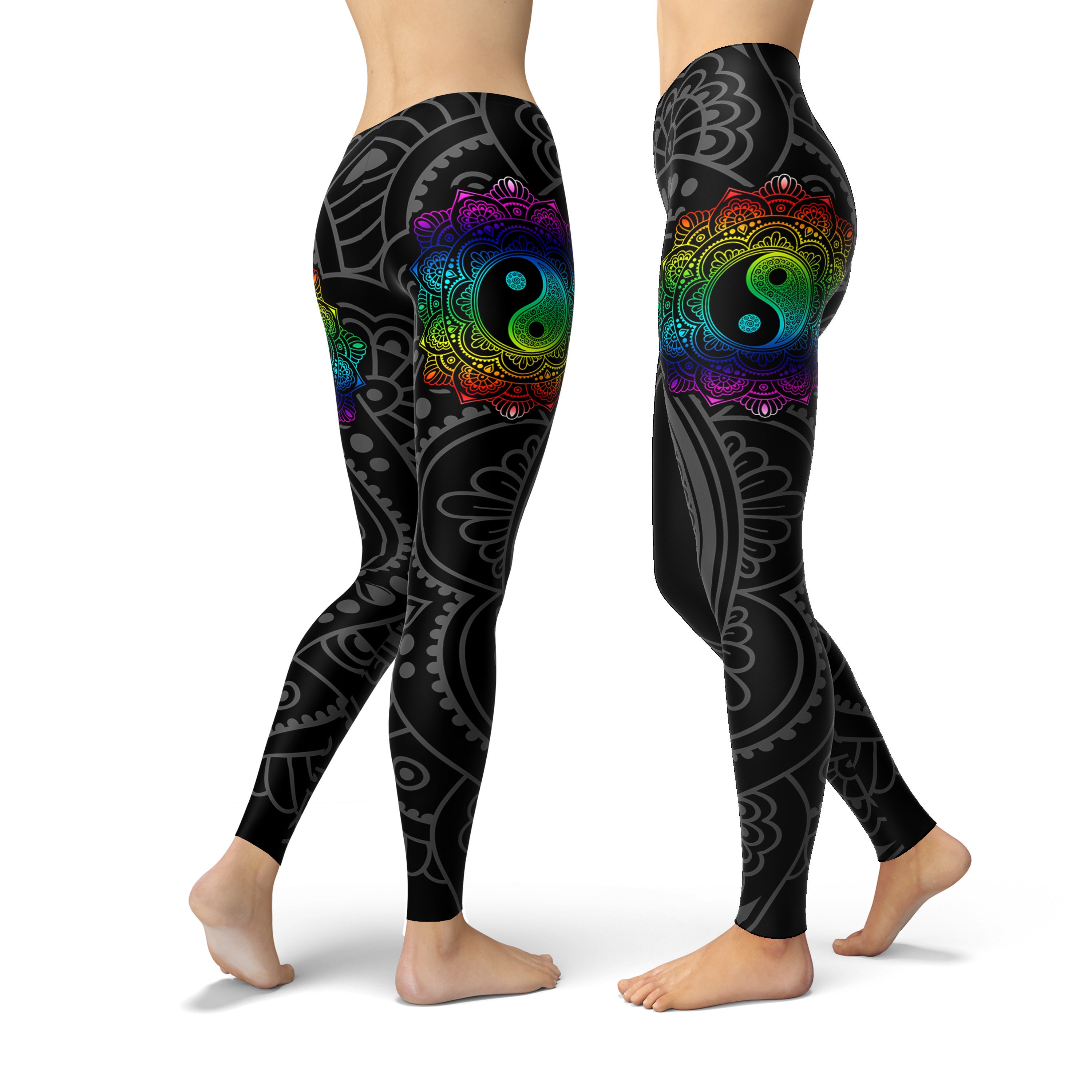 Colorful Deep Yin Yang Leggings Yin Yang Clothing Black High - Etsy UK