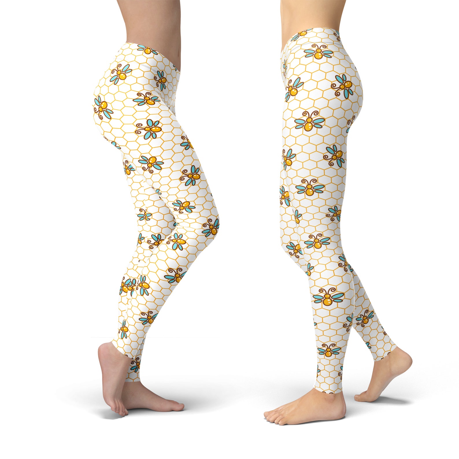 Honey Bee Leggings Honeycomb Leggings Printed Tights Yoga - Etsy