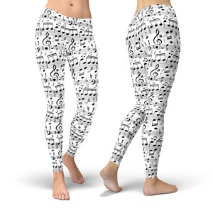 Music Notes Leggings, Musical Notes Tights, Melody Pattern Leggings ...