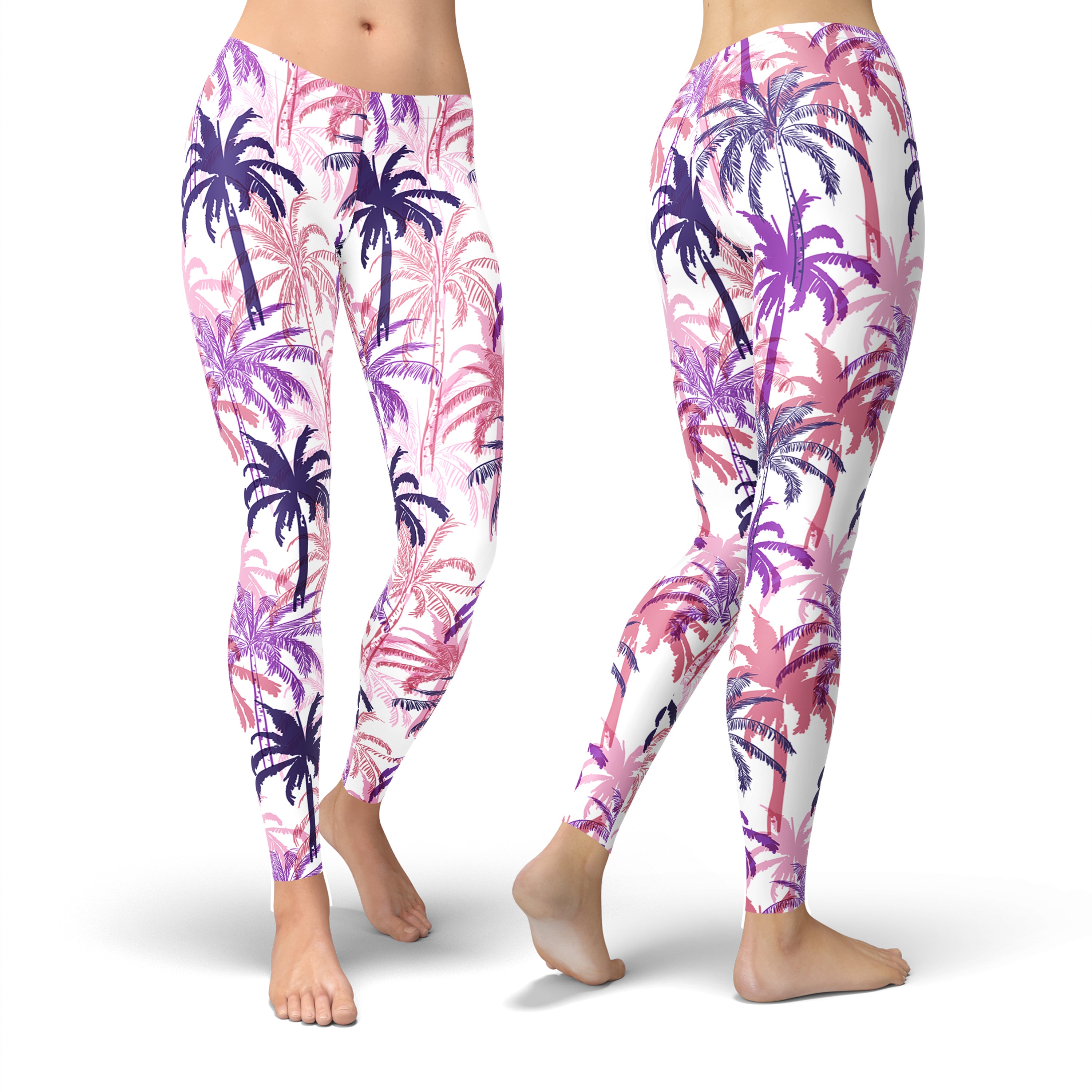 Palm Tree Print Yoga Leggings: High Waist Workout Pants - Etsy