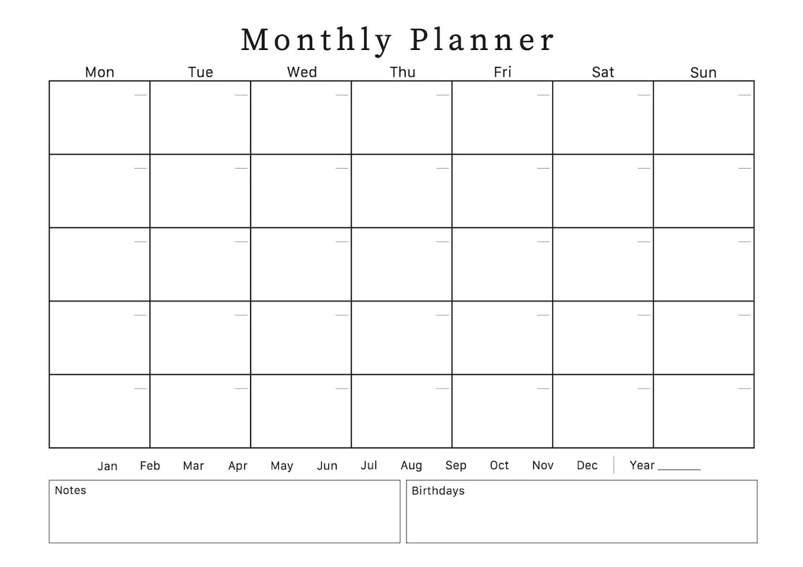 Family Monthly Planner Printable, Instant Download, Family Organiser ...