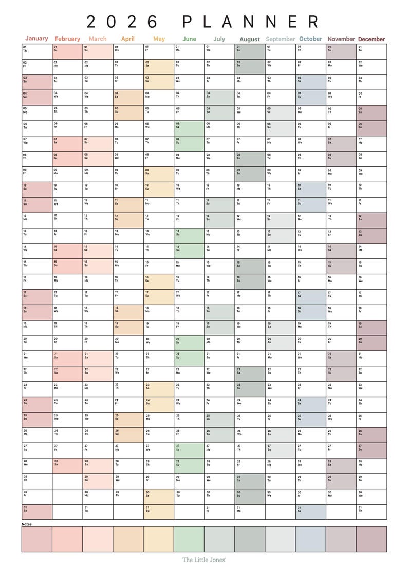 2026 Wall Planner Printable, Annual Planner Printable, Instant Download ...