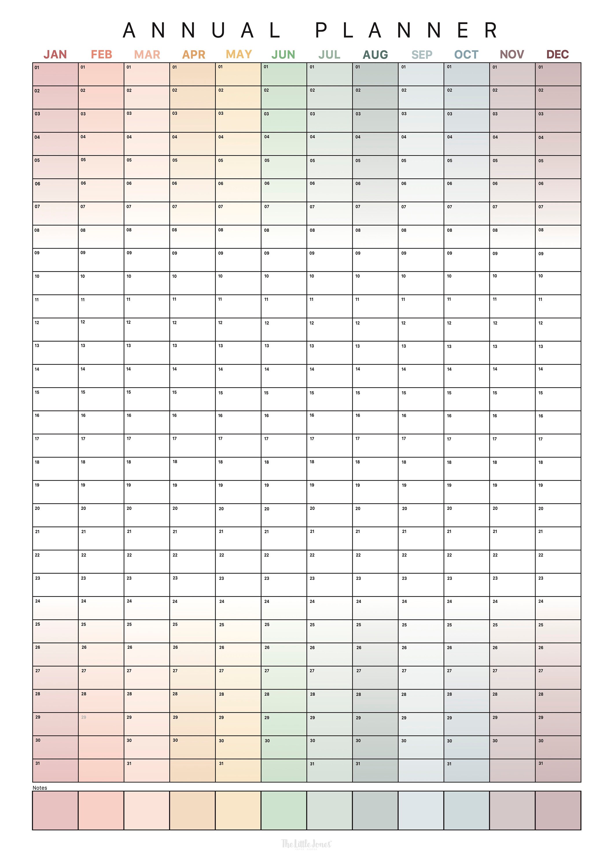 Perpetual Wall Planner Printable Annual Planner Poster - Etsy