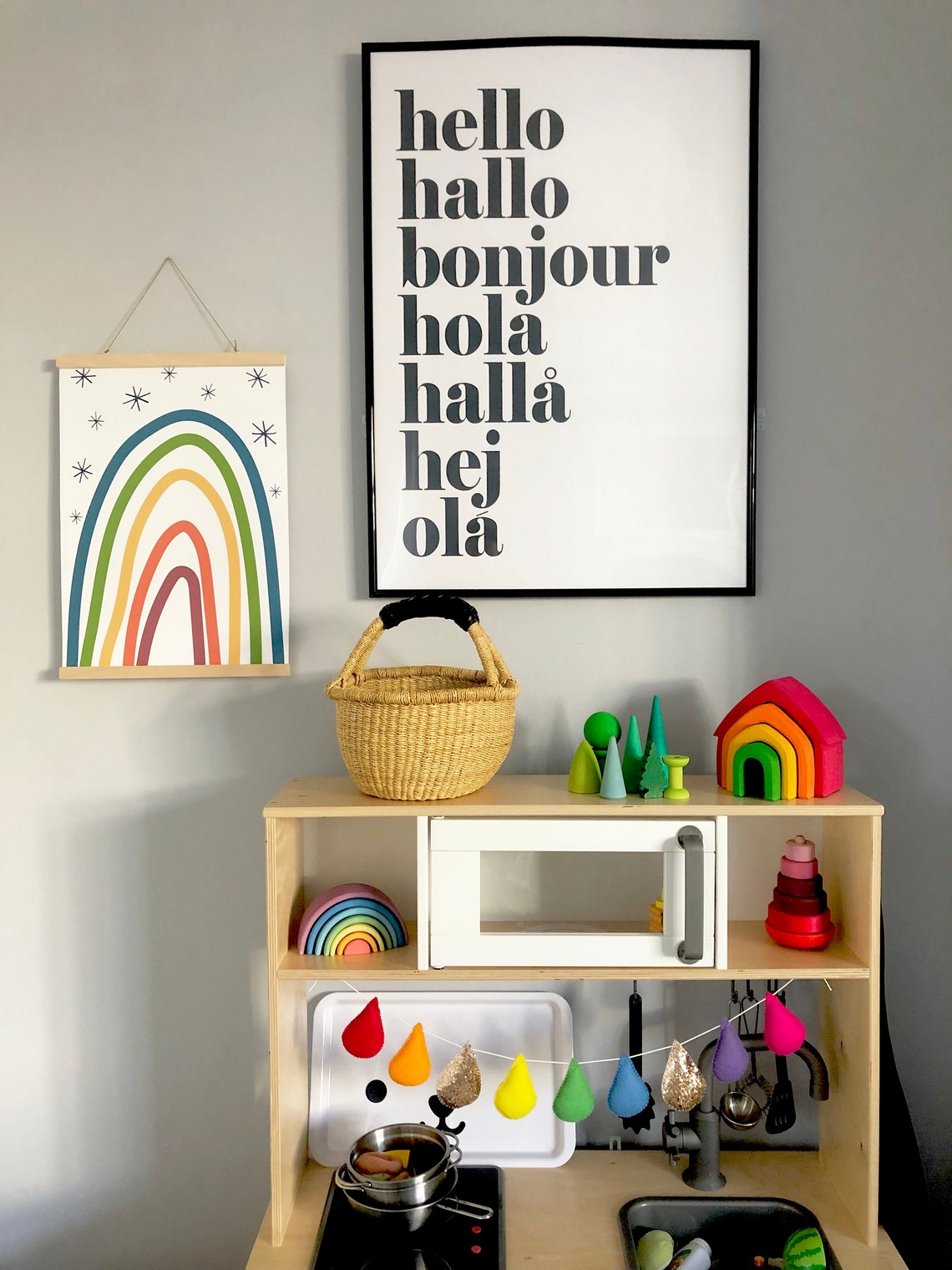 Hello Hallo Printable, Languages Printable, Playroom Print, Scandi ...