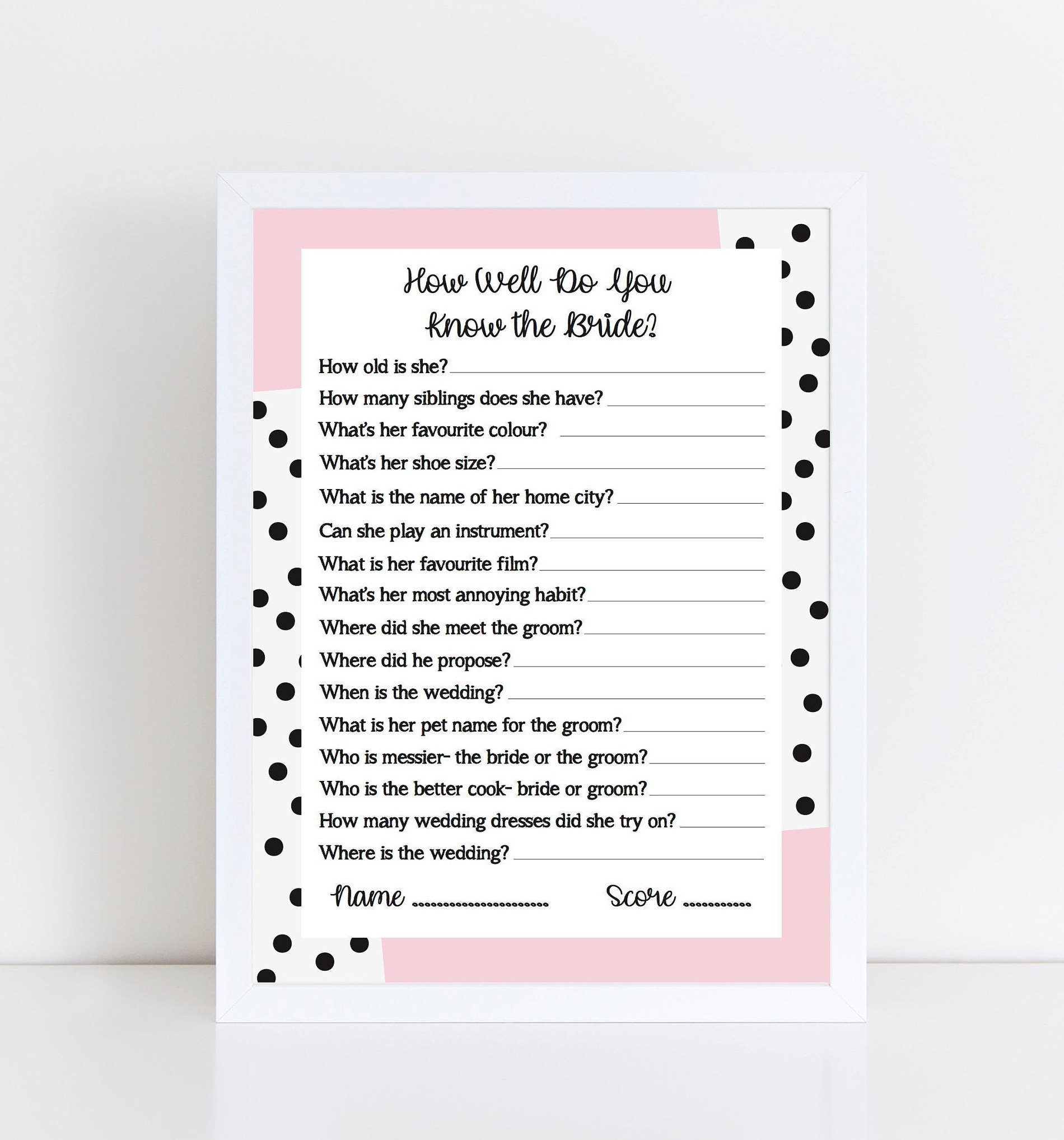 How Well Do You Know the Bride Bridal Shower Printable Game, Hen Do ...