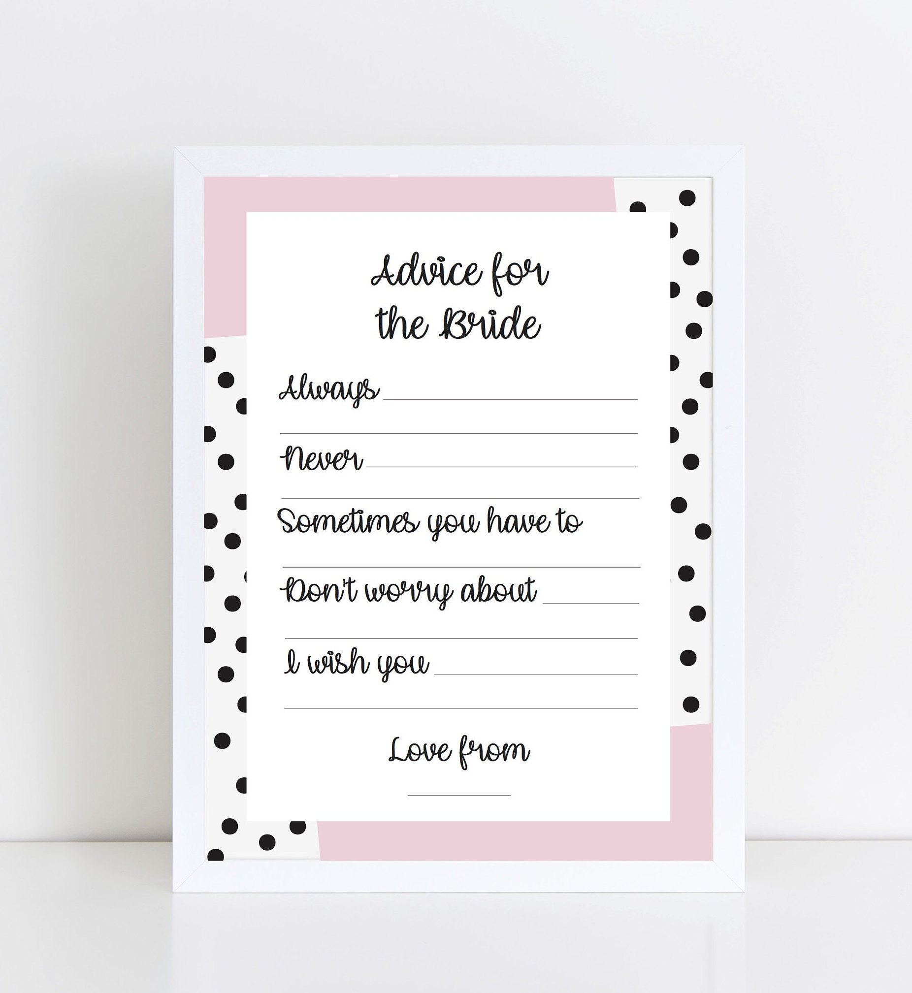 Advice for the Bride Bridal Shower Printable Game, Hen Do, Bride to Be ...