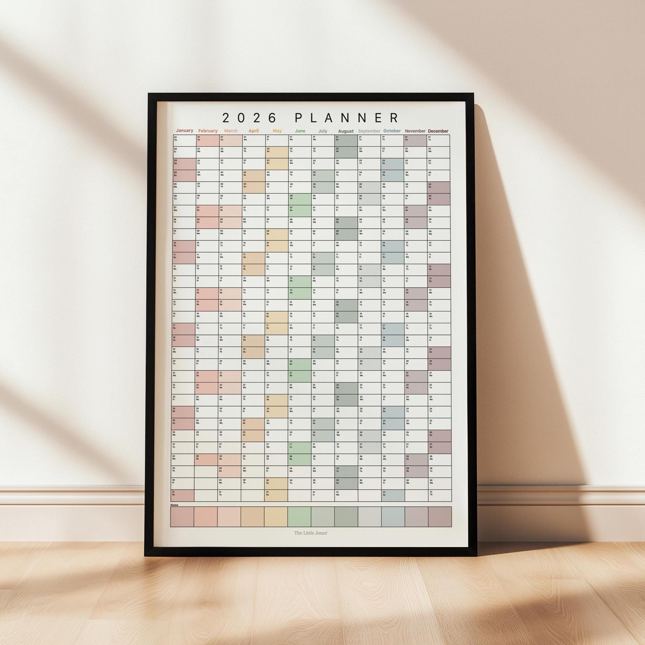 2026 Wall Planner Printable, Annual Planner Printable, Instant Download ...