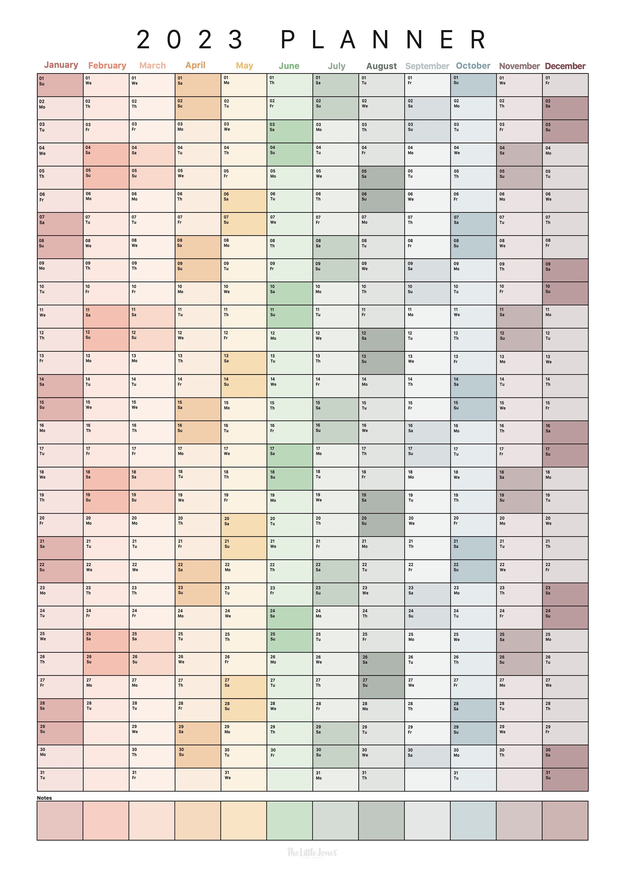 2023 Wall Planner Printable, Annual Planner Poster, Instant Download ...