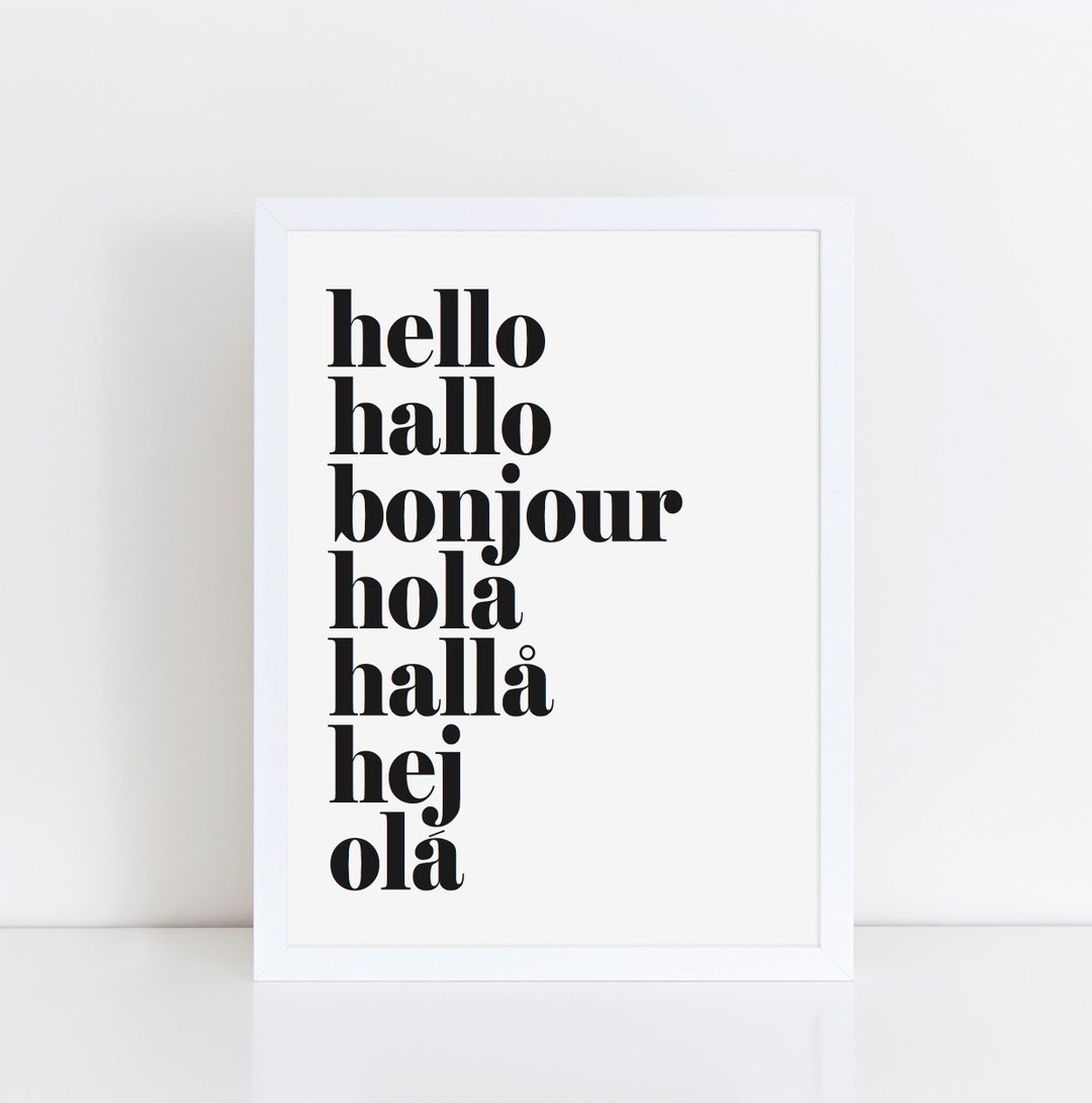 Hello Hallo Printable, Languages Printable, Playroom Print, Scandi ...
