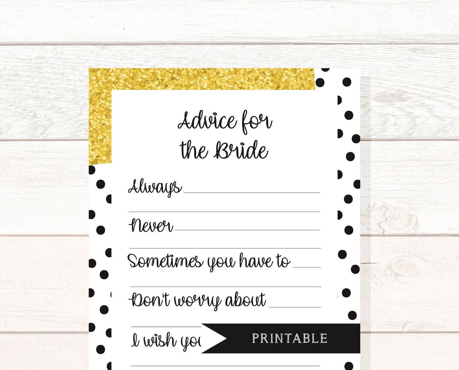 Advice for the Bride Bridal Shower Printable Game, Hen Do, Bride to Be ...