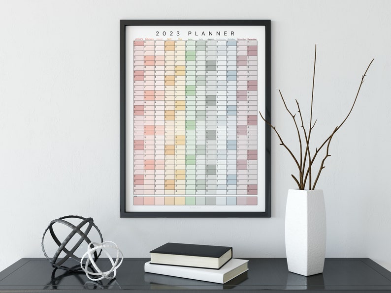2023 Wall Planner Printable, Annual Planner Poster, Instant Download ...