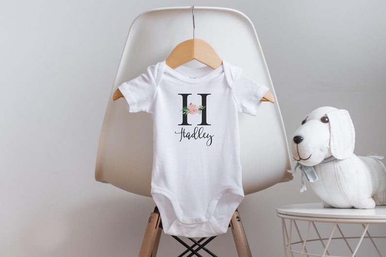 Floral Initial Baby Girl Onesie®: Personalized Name Bodysuit - Etsy