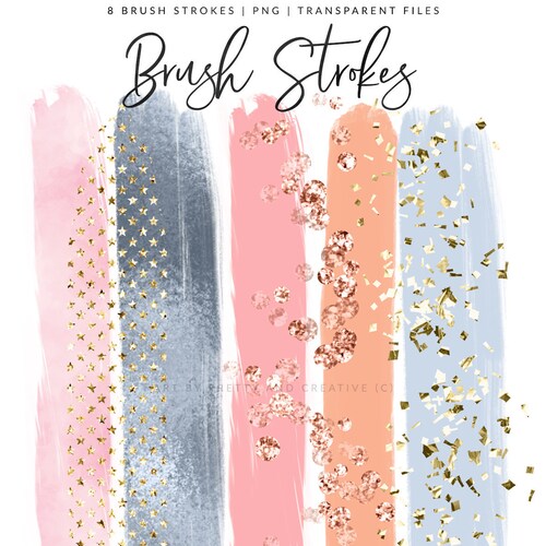 Purple & Silver Brush Strokes Clip Art Purple Brush Strokes | Etsy