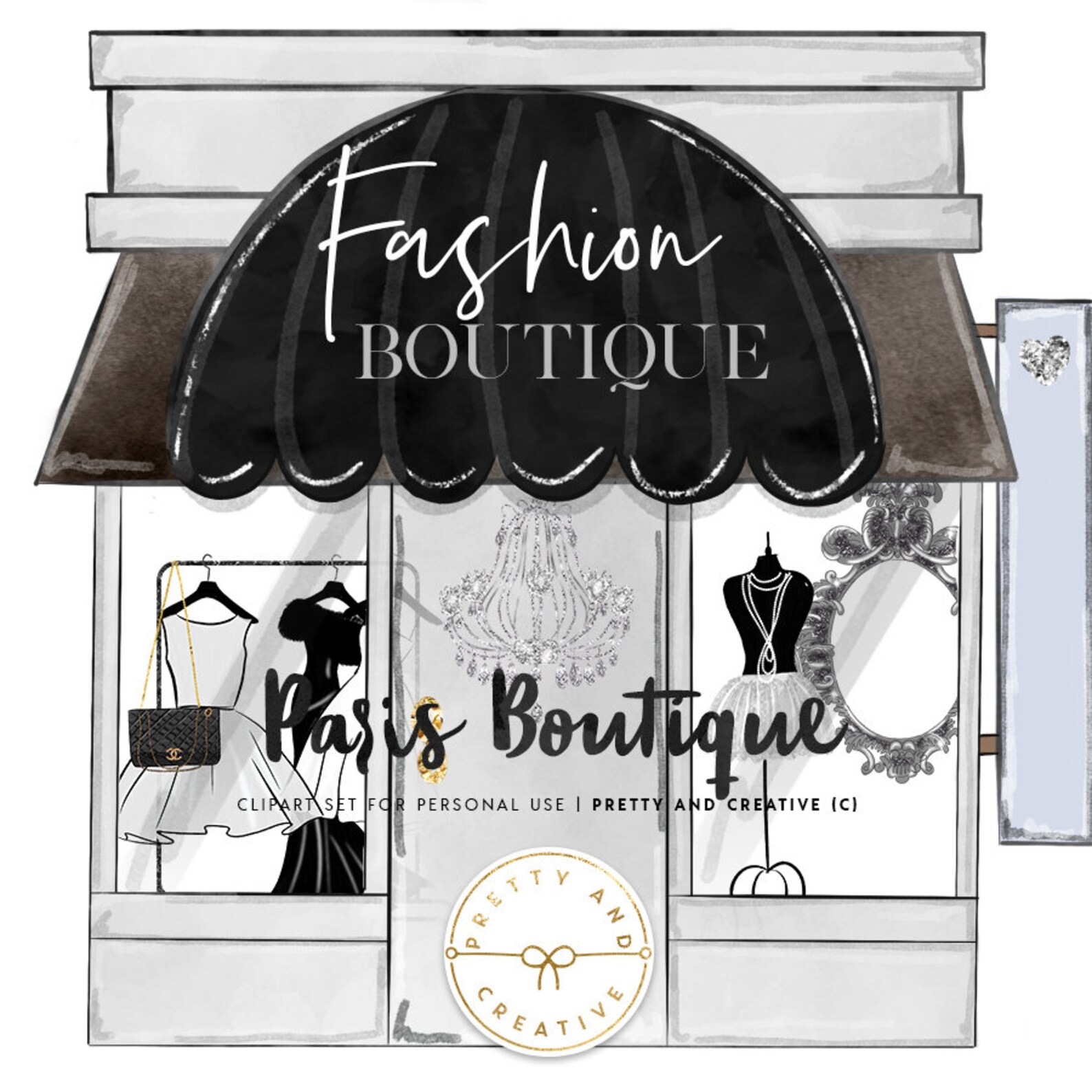 Boutique Clipart boutique logo shopping clipart mannequin | Etsy