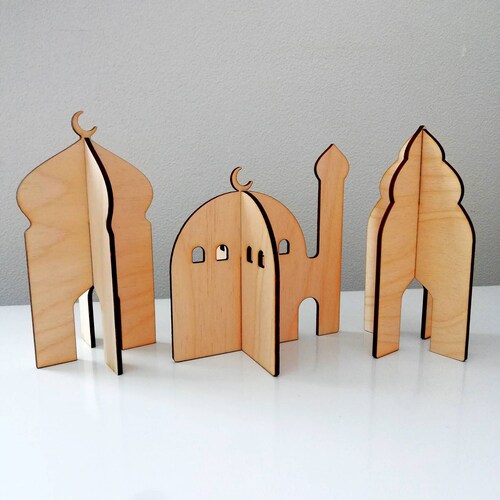 Mini Wooden Masjid Blocks 5psc Toys for Kids Crafts Kids | Etsy