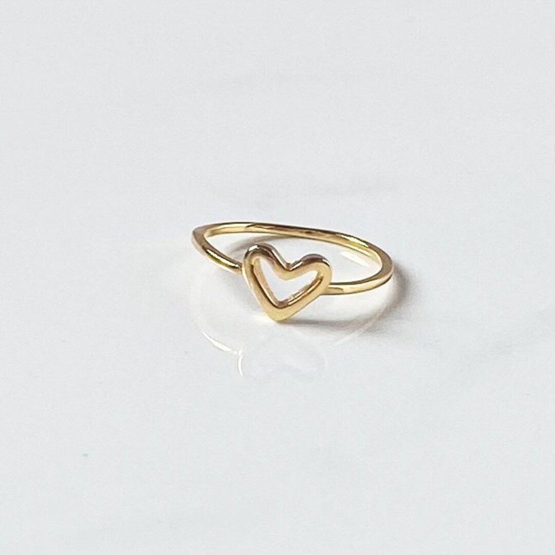 Minimalist Gold Heart Ring, 14k Gold Plated Promise Ring Anniversary ...
