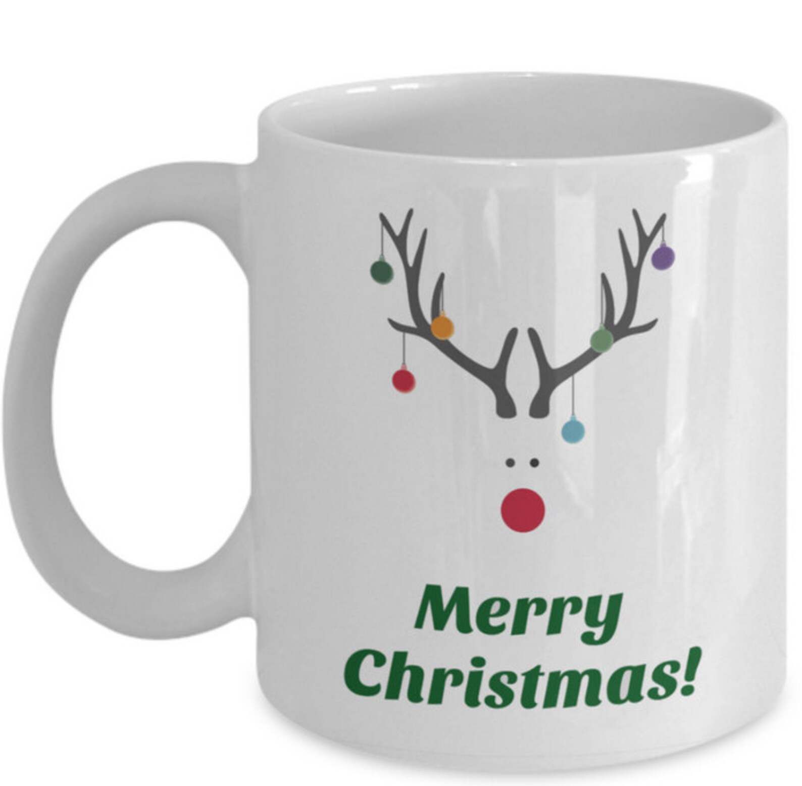 Cute Christmas Mug, Funny Reindeer Holiday Coffee Cup, Merry Christmas ...