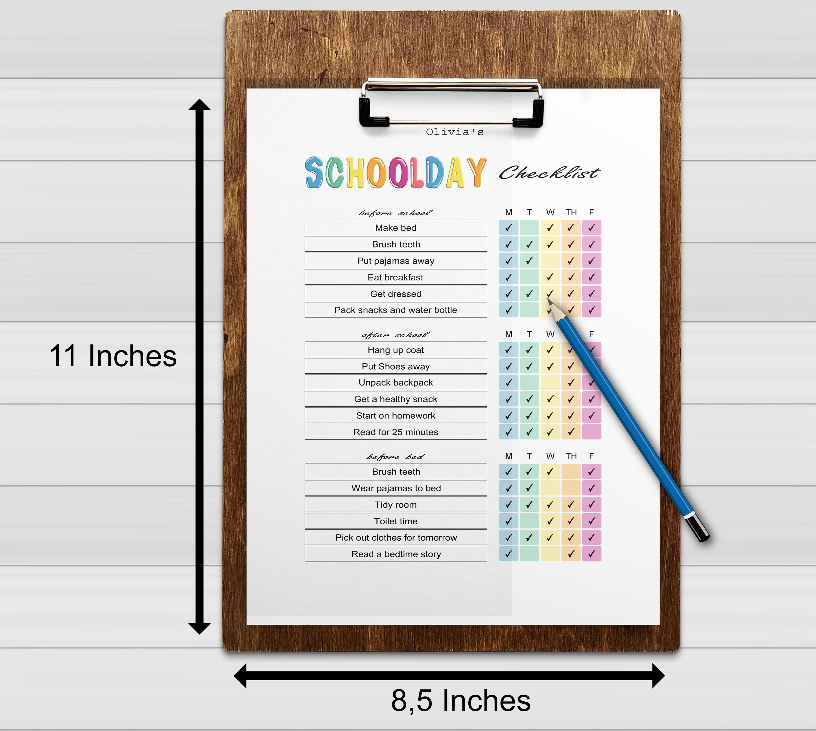 Editable Schoolday Checklist for Kids , Stay on Top of Homework ...