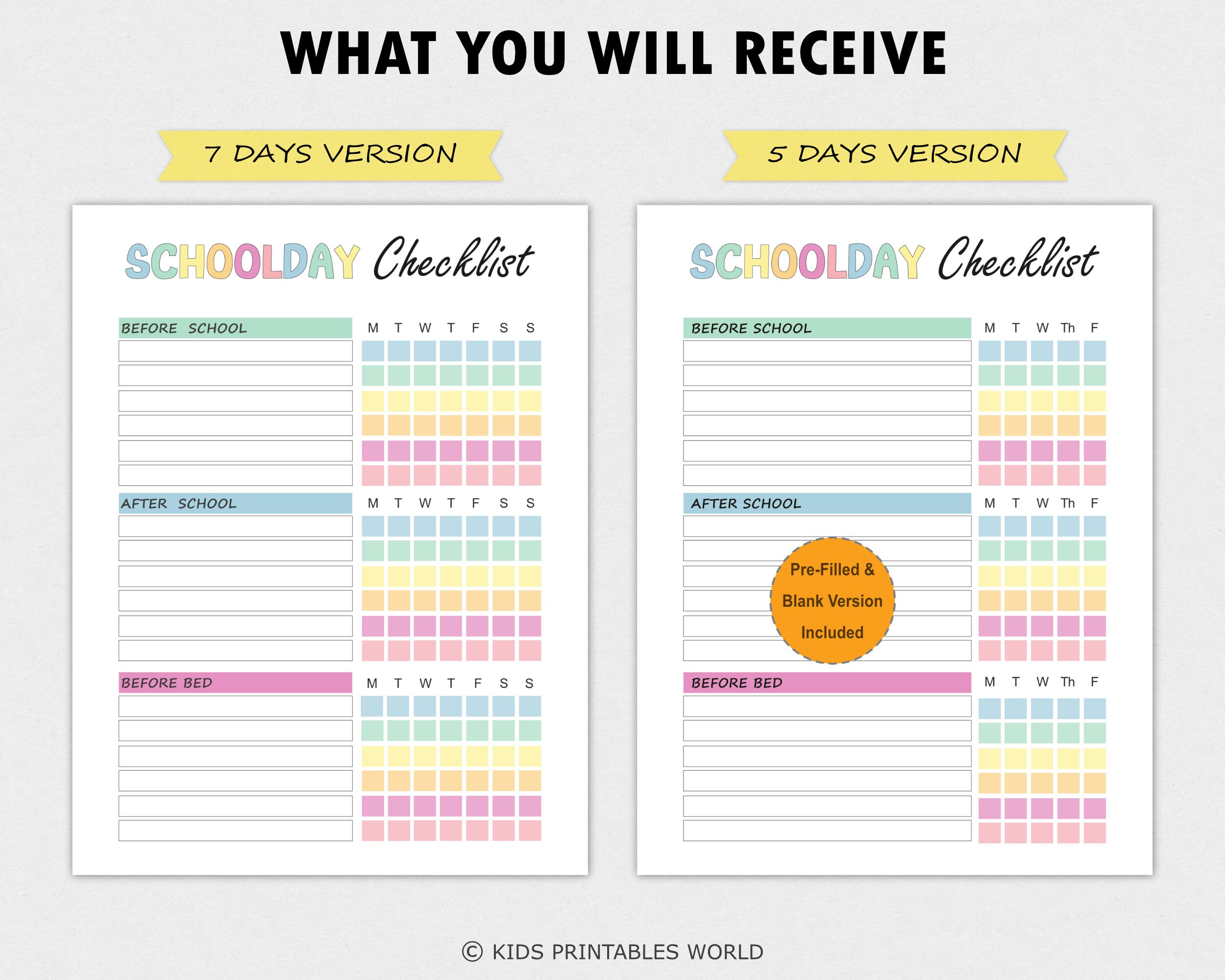 Editable Schoolday Checklist for Kids , Stay on Top of Homework ...