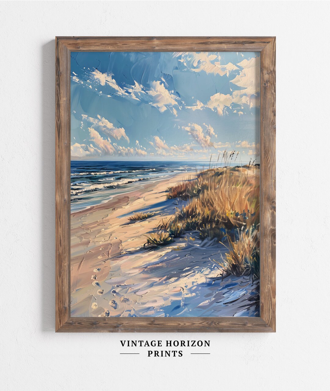 Vibrant Beach Scene Printable | Coastal Oil Painting | Dunes and Sea ...