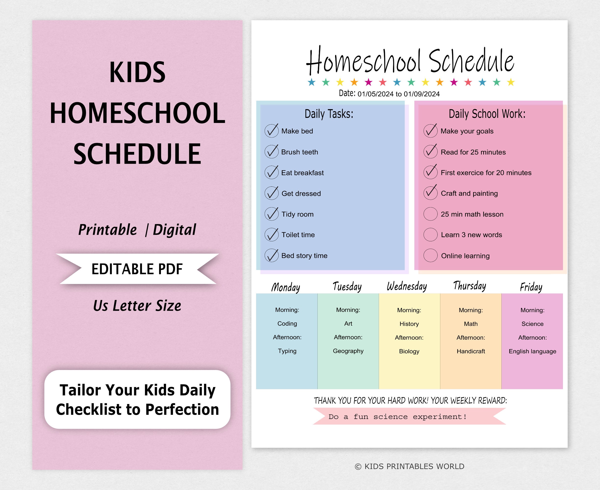 Editable Homeschool Schedule, Tailor Your Daily Checklist to Perfection ...