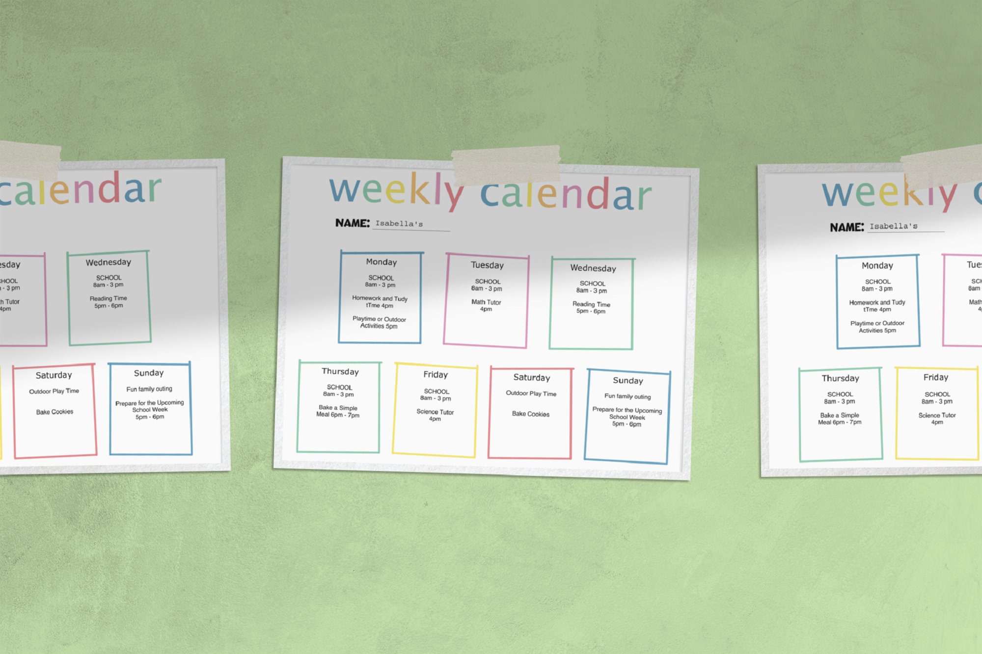Editable Colorful Kid's Weekly Calendar | Perfect for Daily Schedule ...