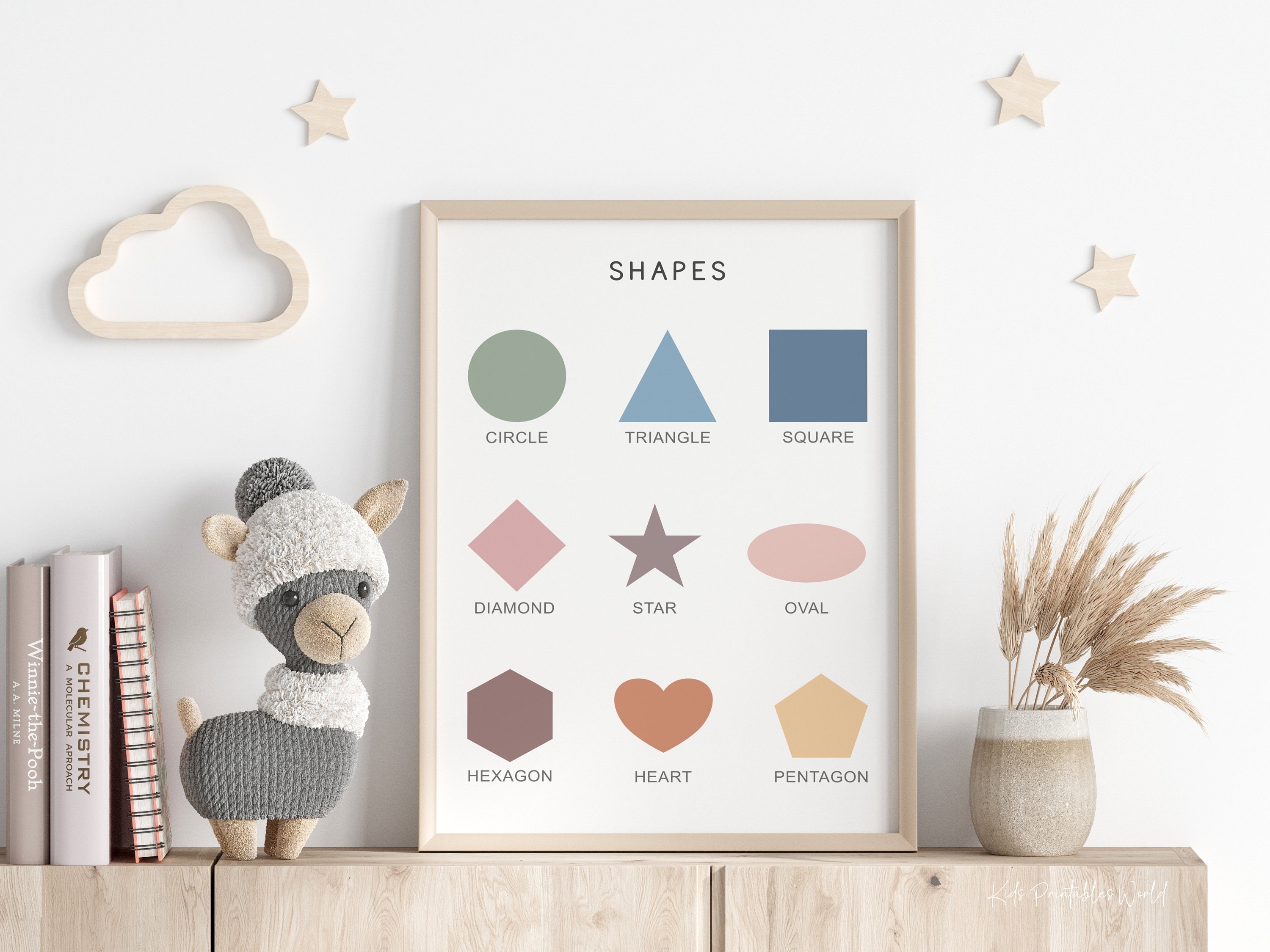 Rainbow Shapes Poster, Educational Wall Art, Geometric Shapes Print ...