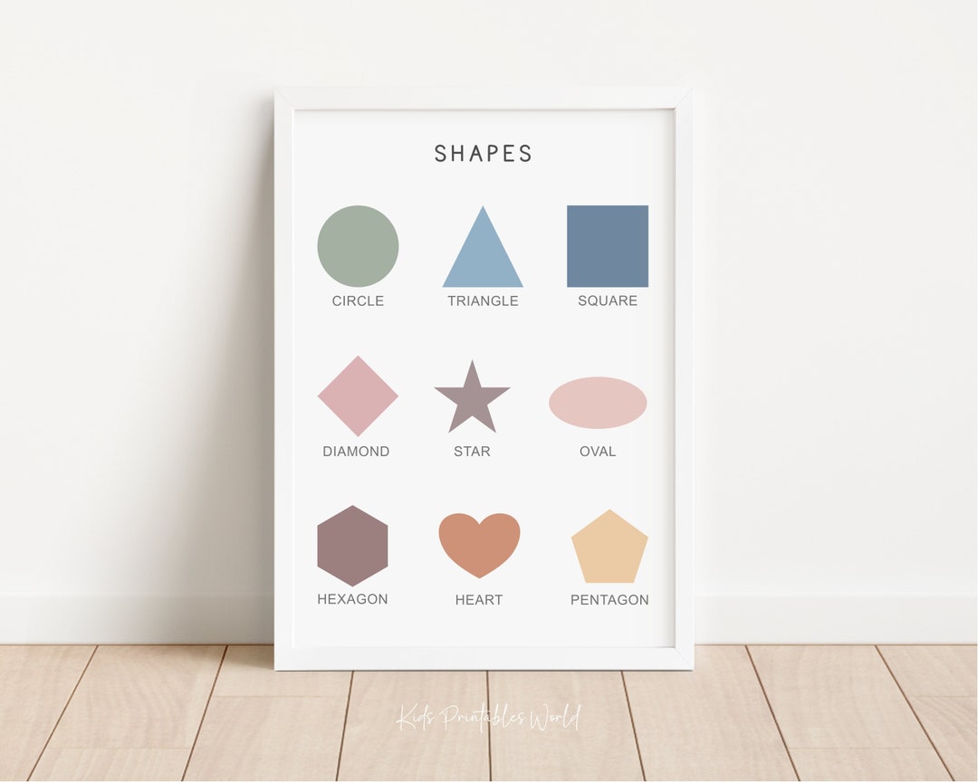 Rainbow Shapes Poster, Educational Wall Art, Geometric Shapes Print ...