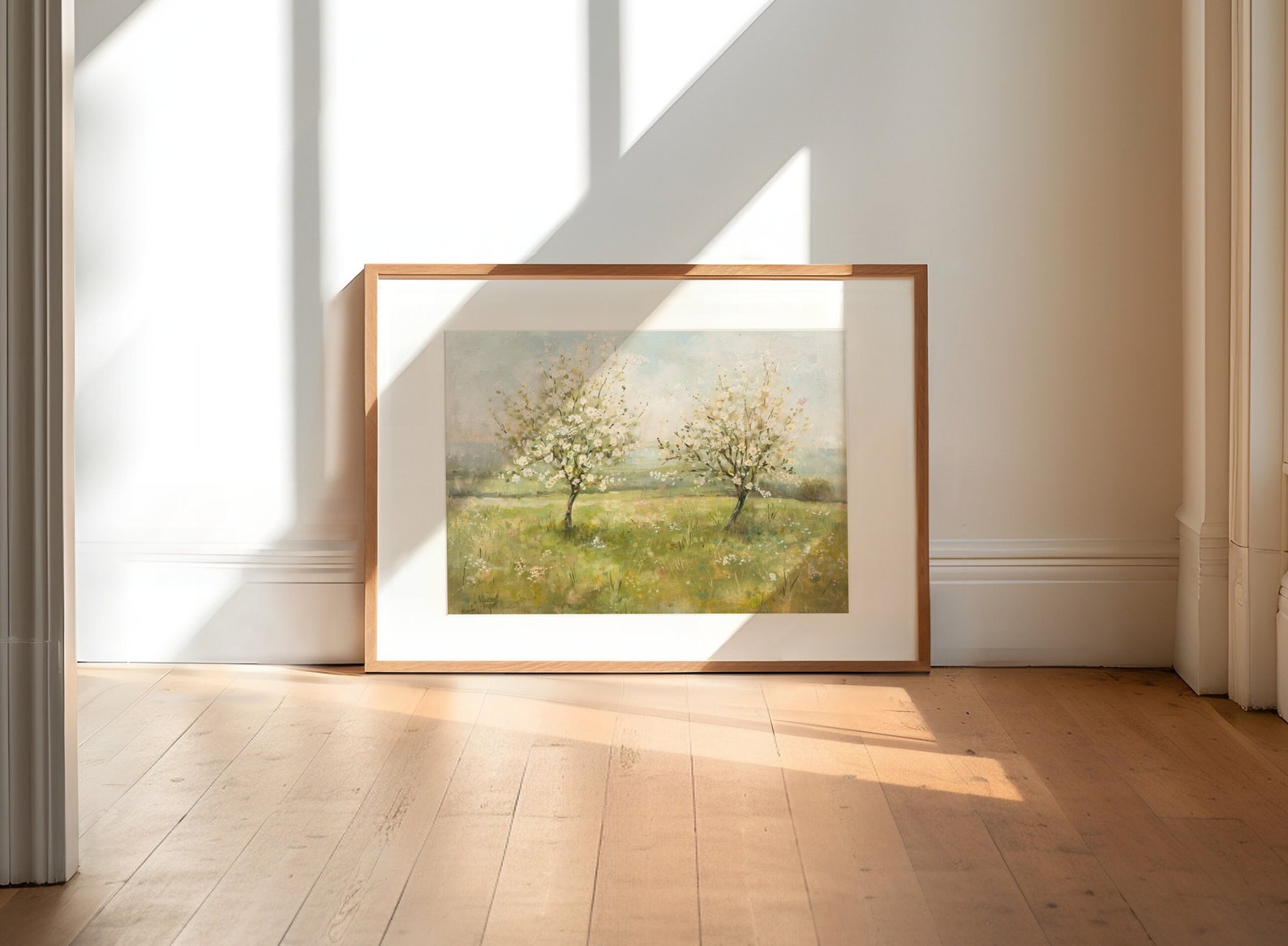 Spring Blooming Tree Painting, Springtime Scene, Whimsical Trees, Soft ...