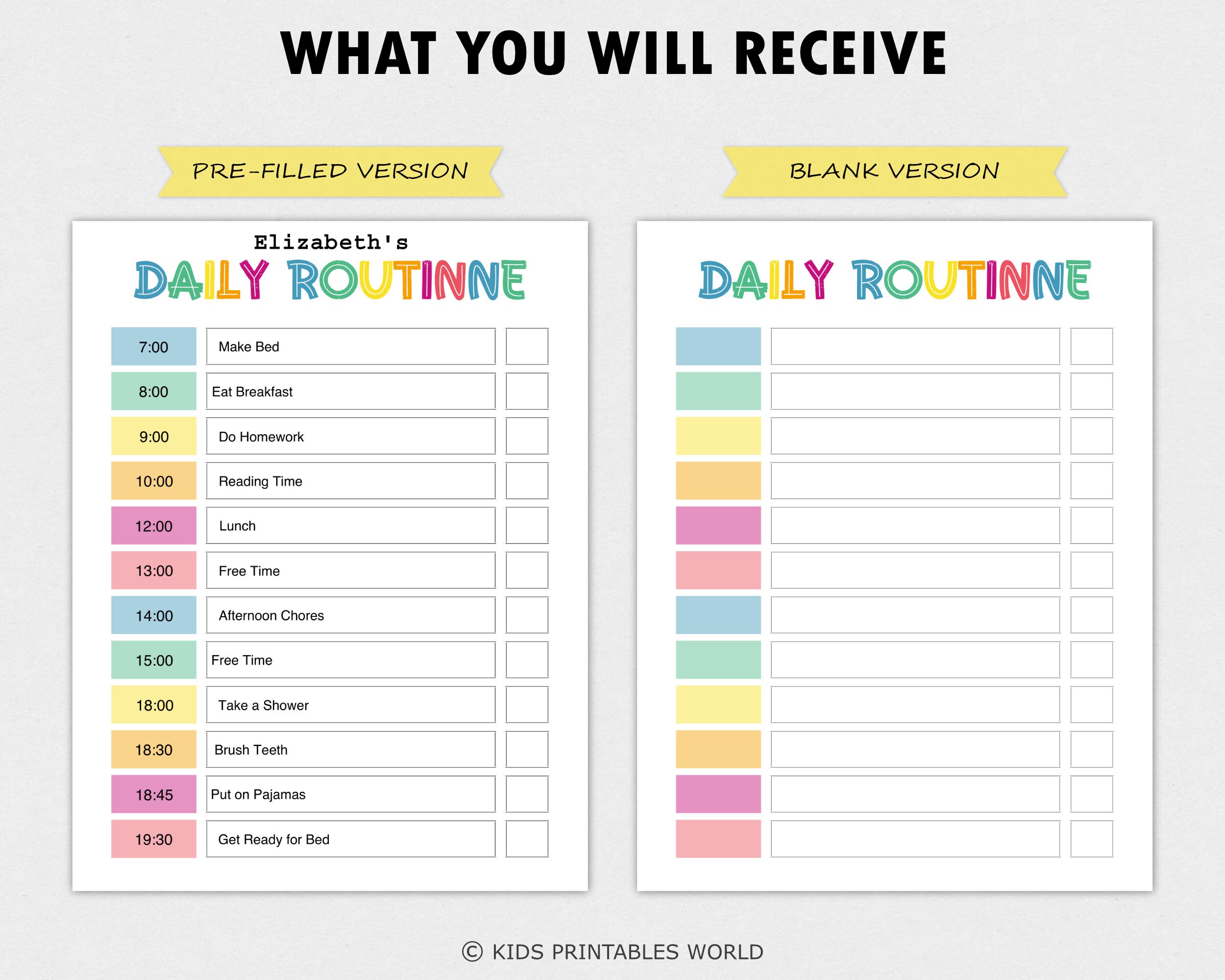 Personalized Daily Routine for Kids - Editable Schedule Printable for ...