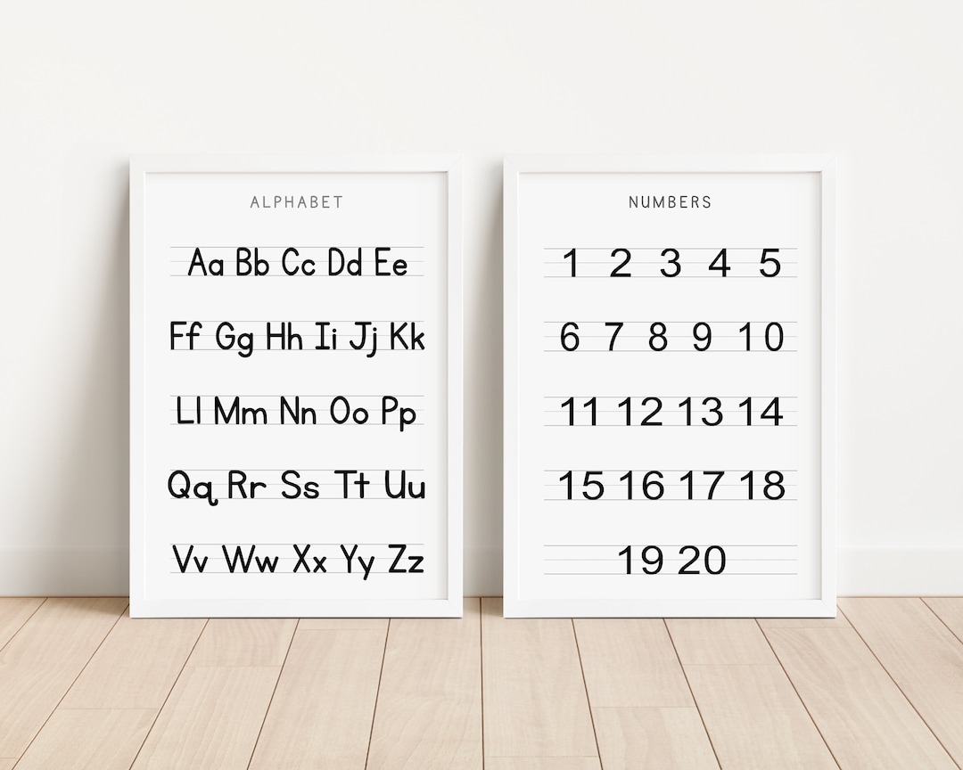 Black and White Alphabet & Numbers Prints, Alphabet Poster ABC Poster ...