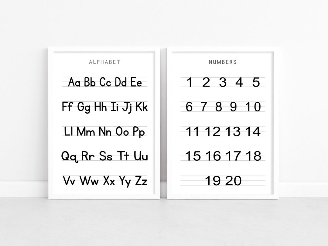 Black and White Alphabet Poster Print Alphabet Poster Number - Etsy