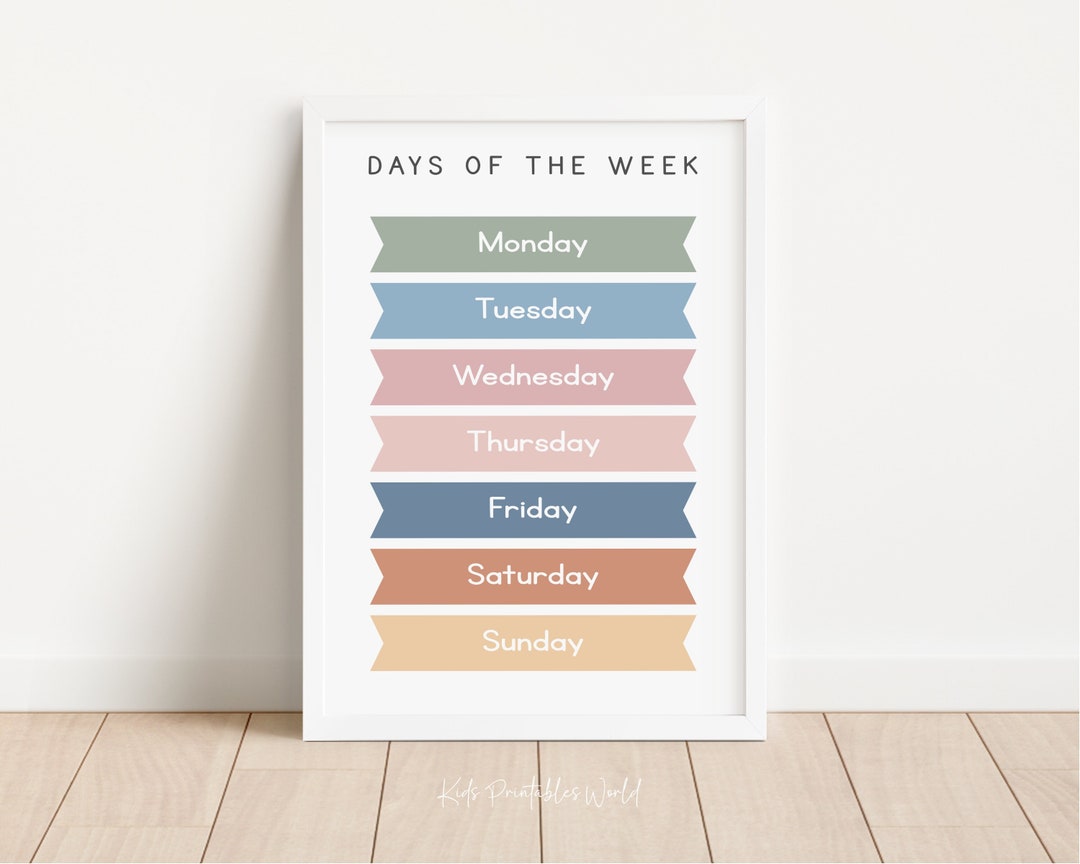 Rainbow Days of the Week Poster, Printable Educational Wall Art ...