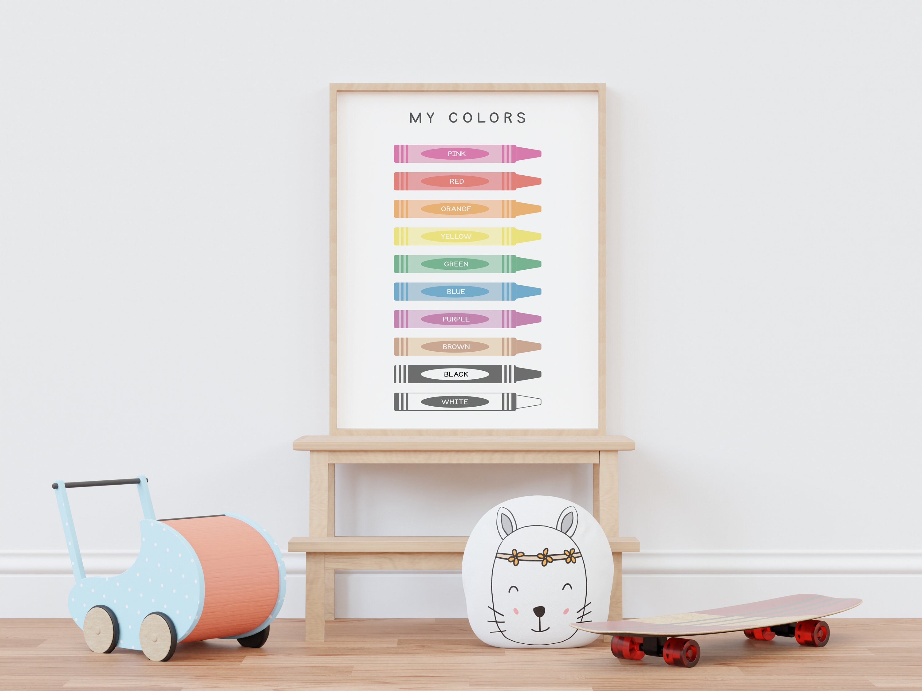 Crayon Colors Poster for Kids Printable Wall Art Rainbow - Etsy