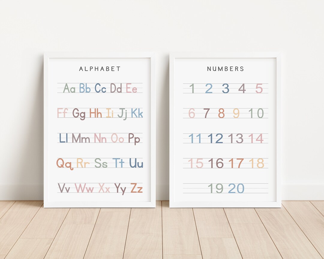 Rainbow Alphabet & Numbers Prints, Educational Wall Art for Kids ...