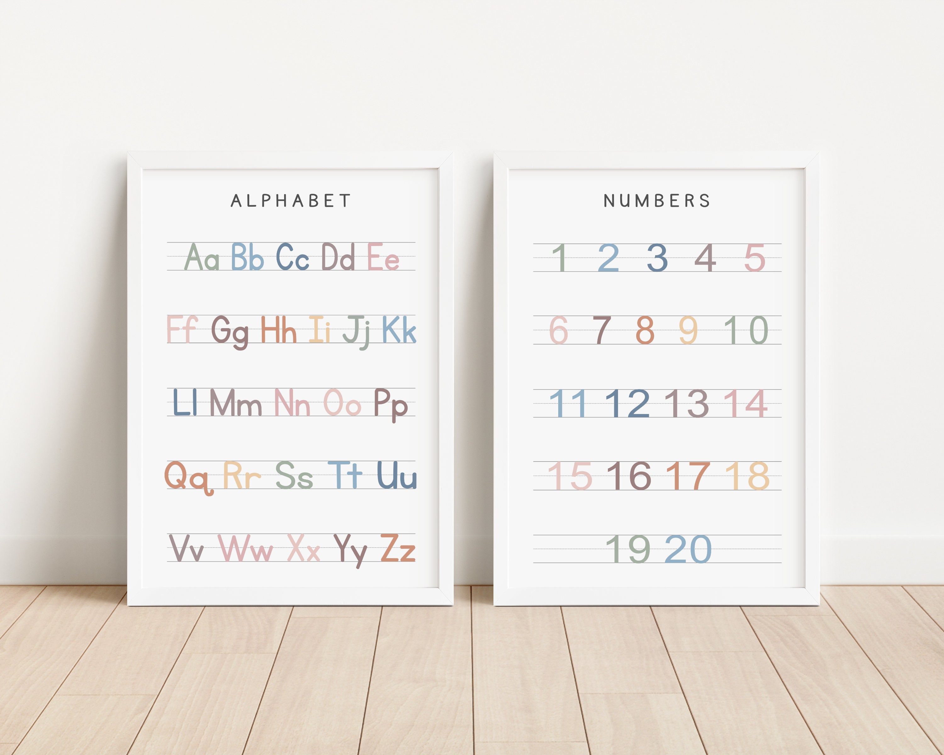 Rainbow Alphabet & Numbers Prints Educational Wall Art for - Etsy