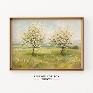 Spring Blooming Tree Painting, Springtime Scene, Whimsical Trees, Soft ...