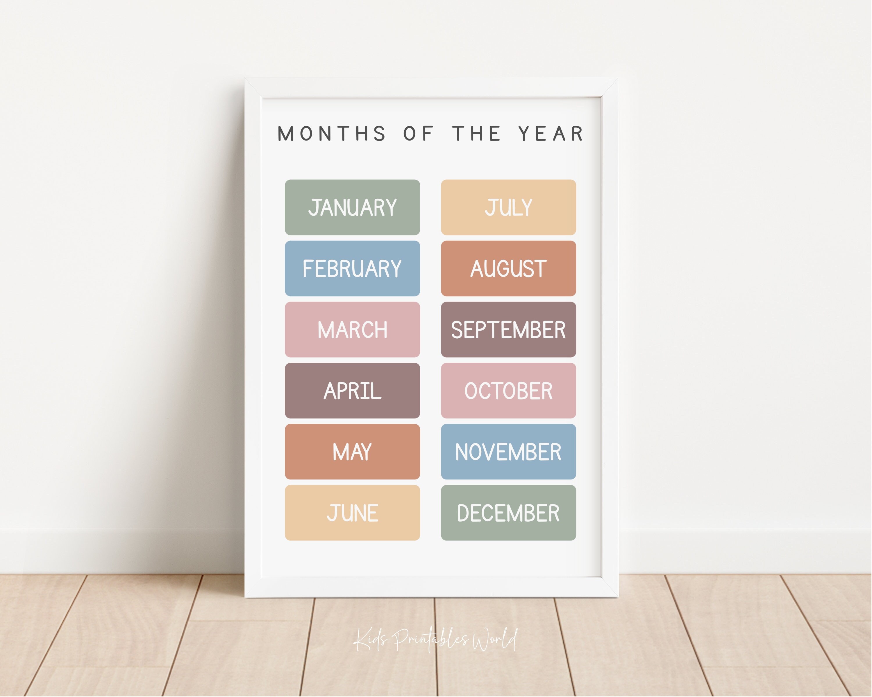 Rainbow Months of the Year Poster, Playroom Educational Wall Art ...