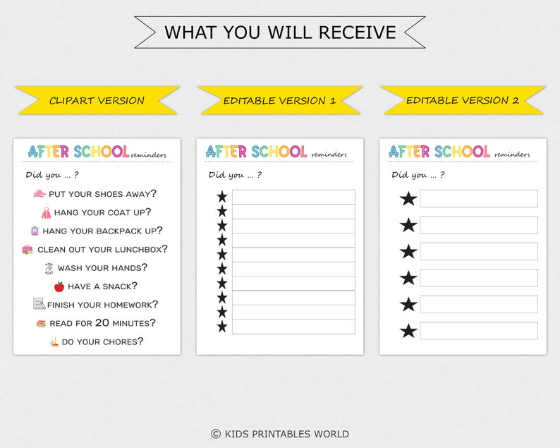 Editable After School Reminders for Kids to Stay Organized - Etsy