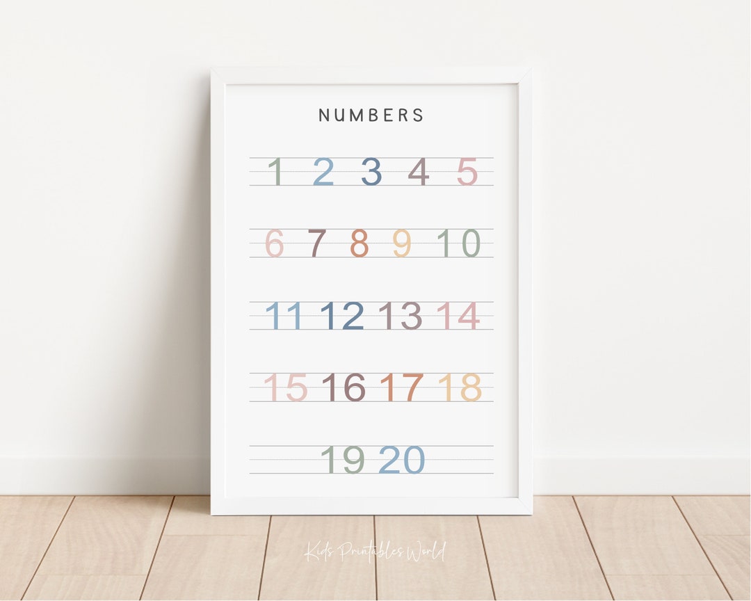 Rainbow Numbers Poster, Counting 1-20 Print, Kids Room Decor, Nursery ...