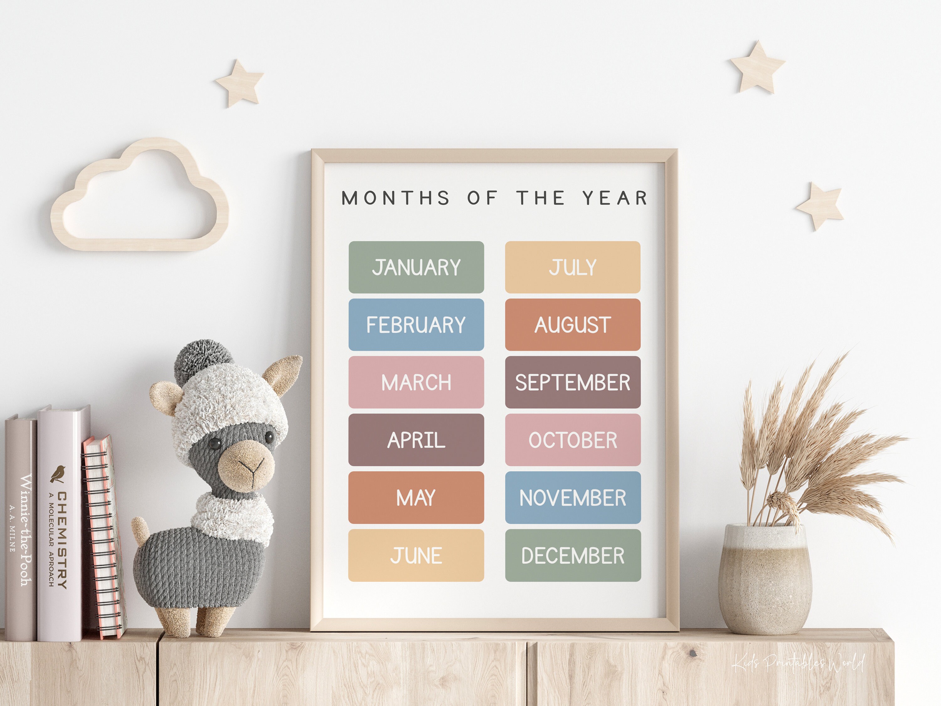 Rainbow Months of the Year Poster, Playroom Educational Wall Art ...
