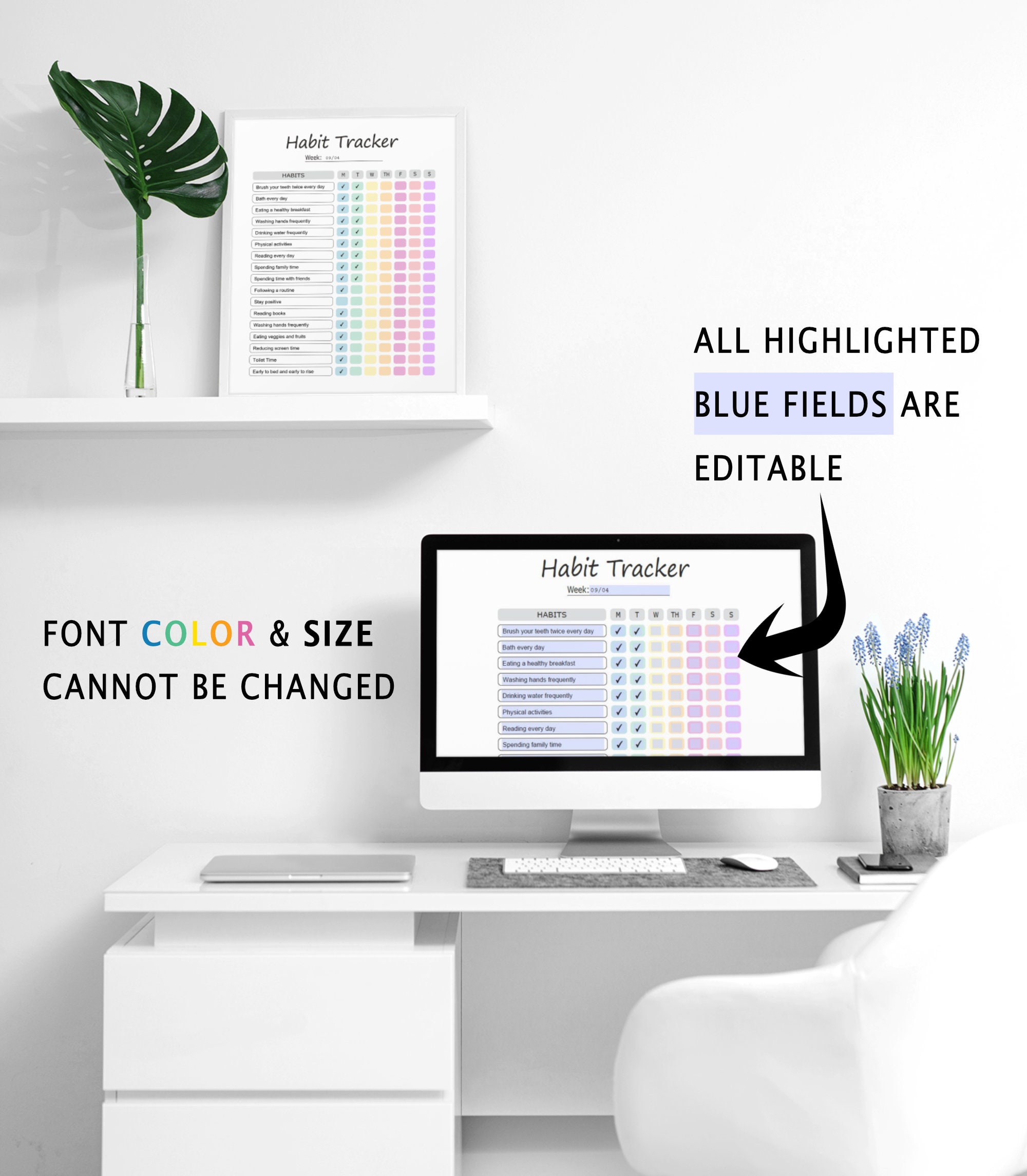 Editable Habit Tracker for Kids, Foster Healthy Habits in a Fun Way ...