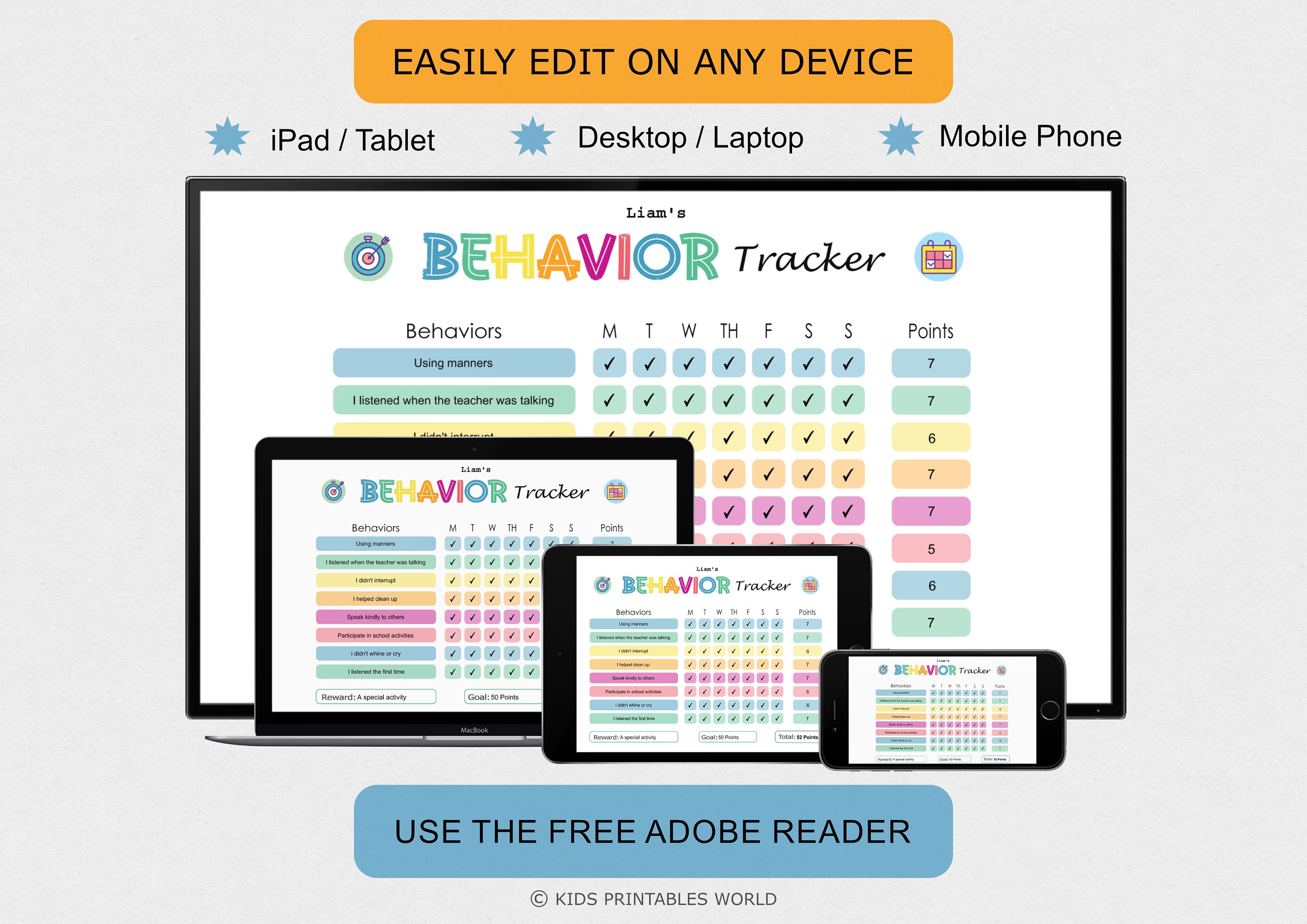 Editable Behavior Tracker Track and Improve Your Kids Habits ...