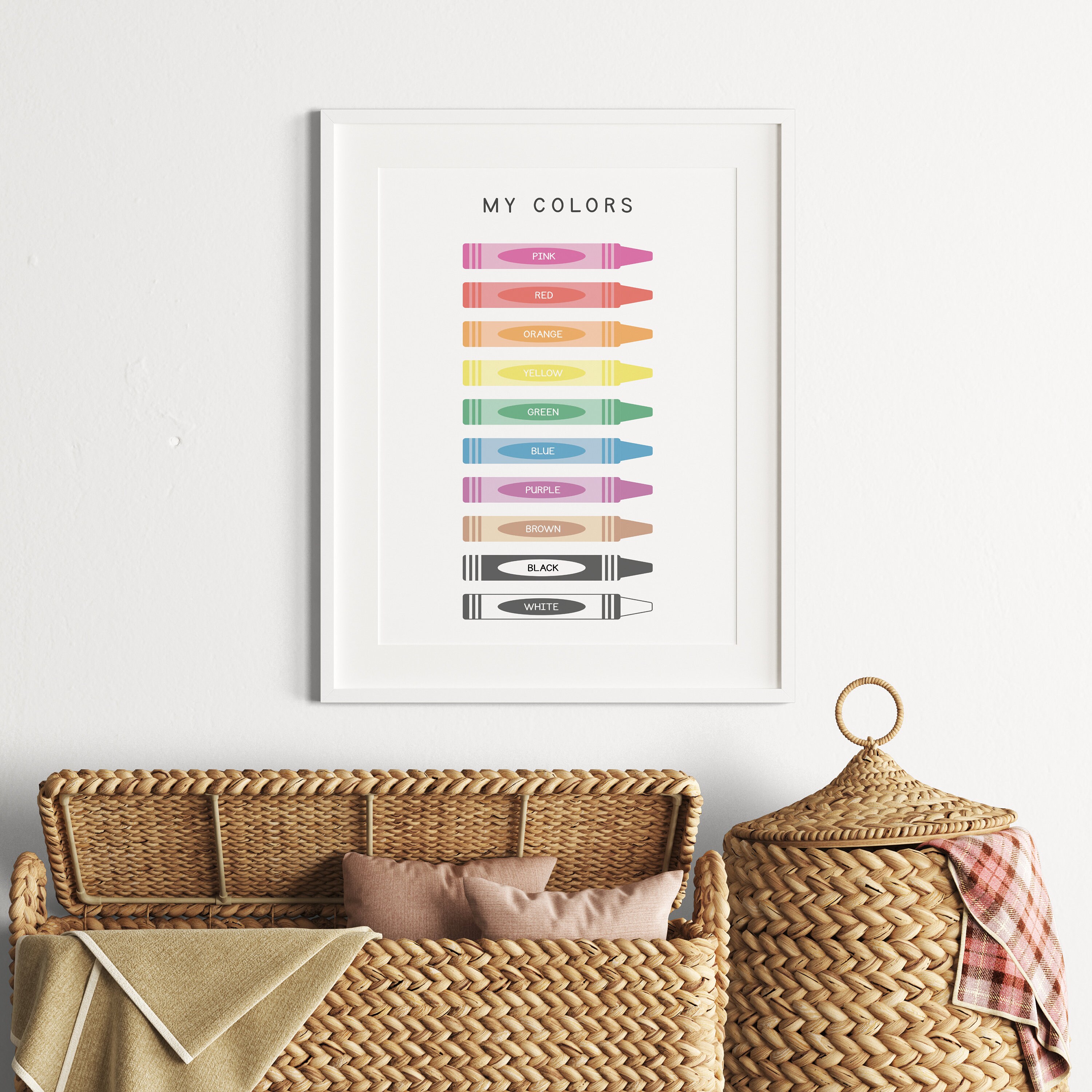 Crayon Colors Poster for Kids Printable Wall Art Rainbow - Etsy