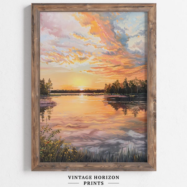 Sunset Over Lake - Etsy