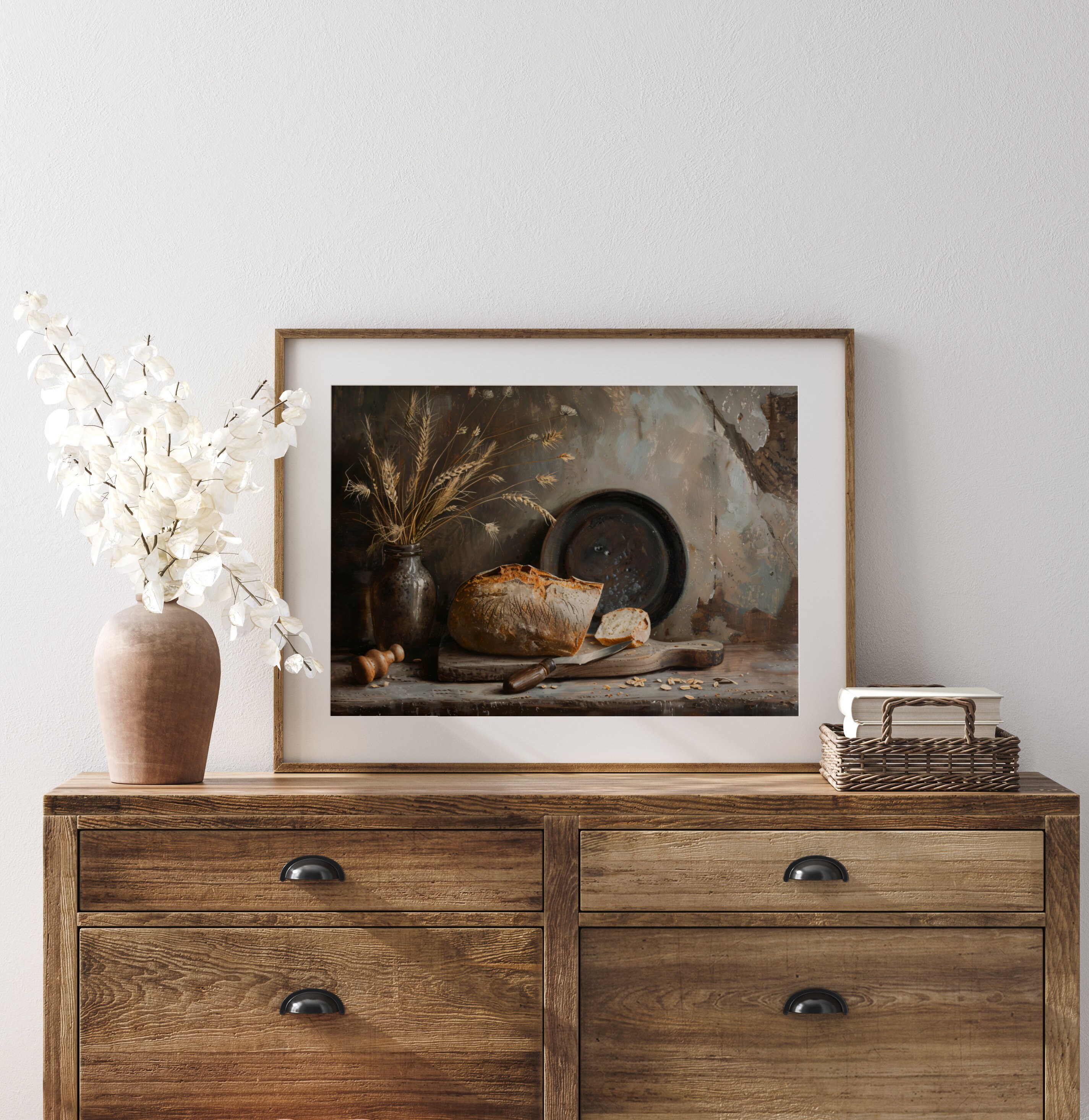 Vintage Bread Still Life Printable Country Kitchen Wall Art Bread Still ...