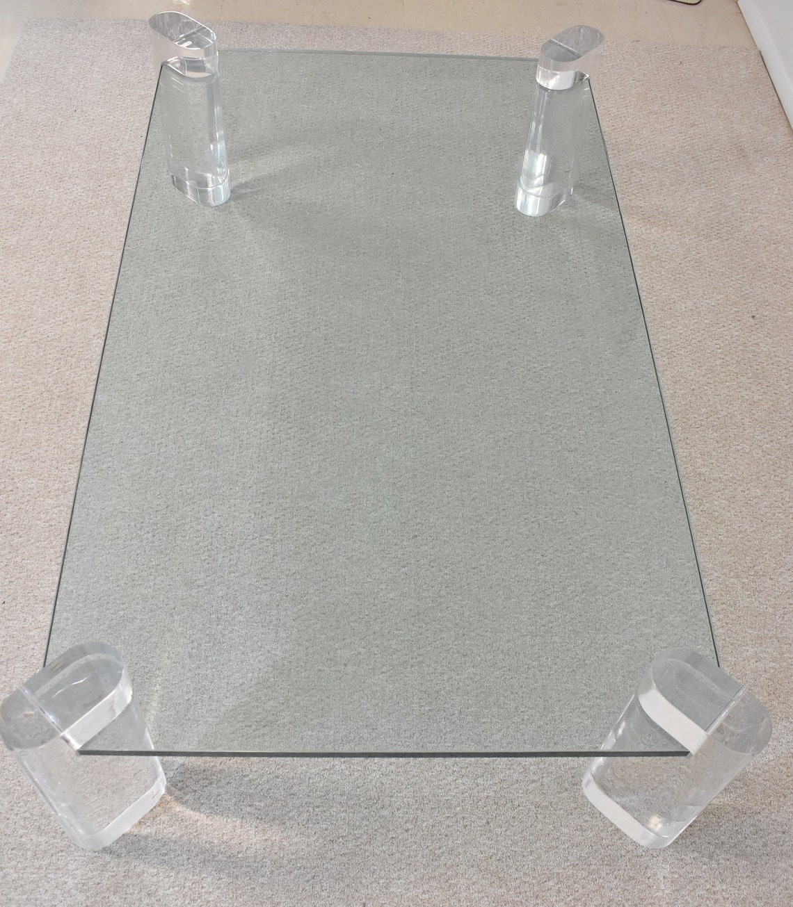 Karl Springer Lucite and Glass Coffee Table - Etsy